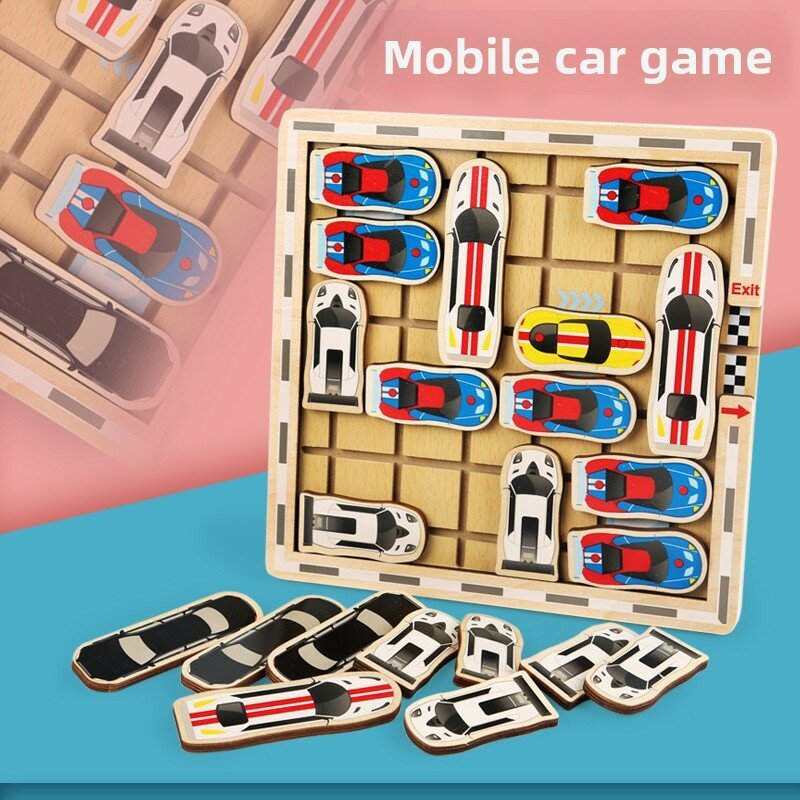 Wooden car labyrinth puzzle for kid learning and concentration enhancement