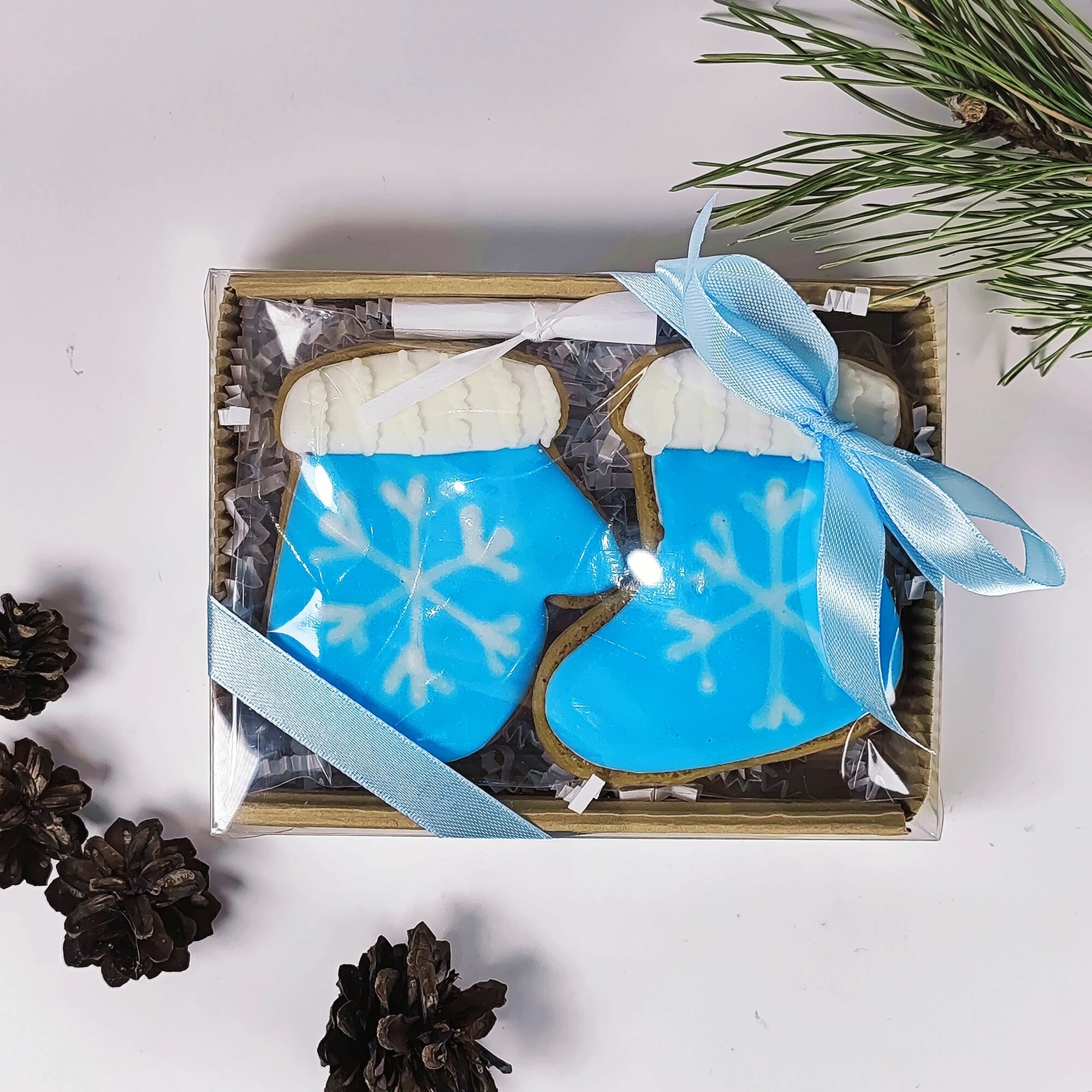 Пряники Маррисолька Новогодние, ручная роспись, без ГМО и консервантов, голубые, 76 г