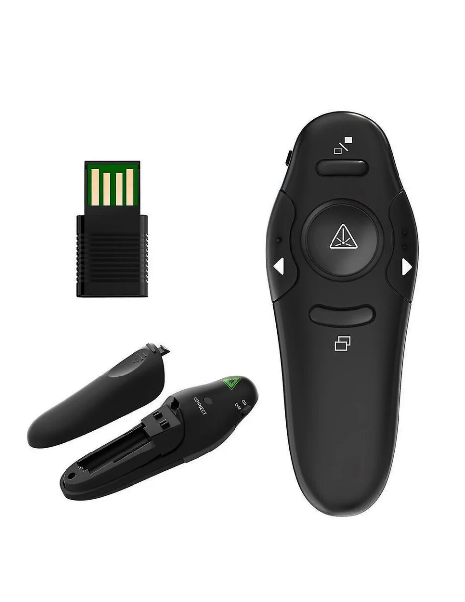 Беспроводной USB PPT-дистанционная лазерная указка для презентаций, 2,4 ГГц, черный цвет