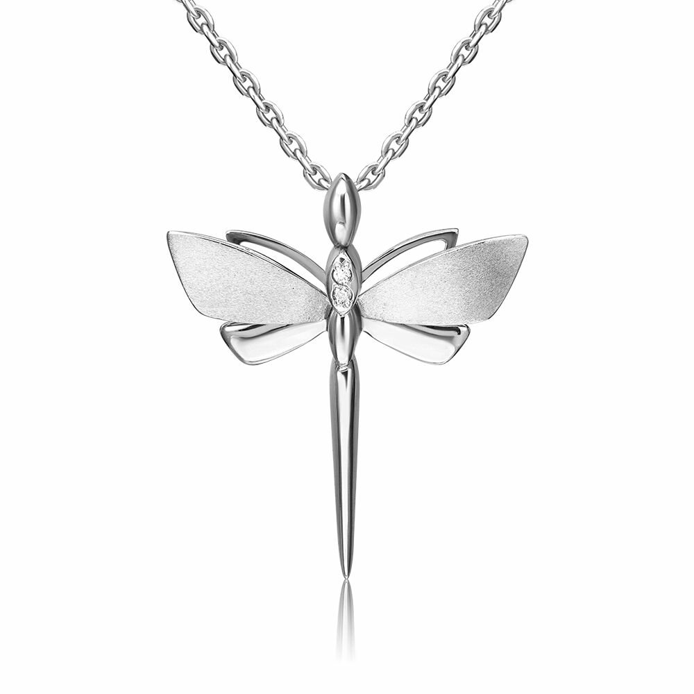 Подвеска, белое золото, 585 проба, родирование, бриллиант