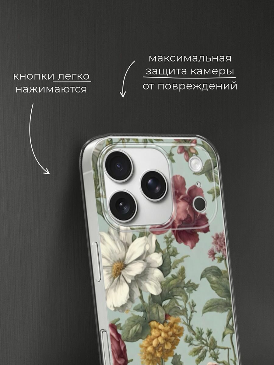 Чехол на Apple iPhone 17 Pro / Айфон 17 Про с принтом Акварельные красные цветы — фото 1
