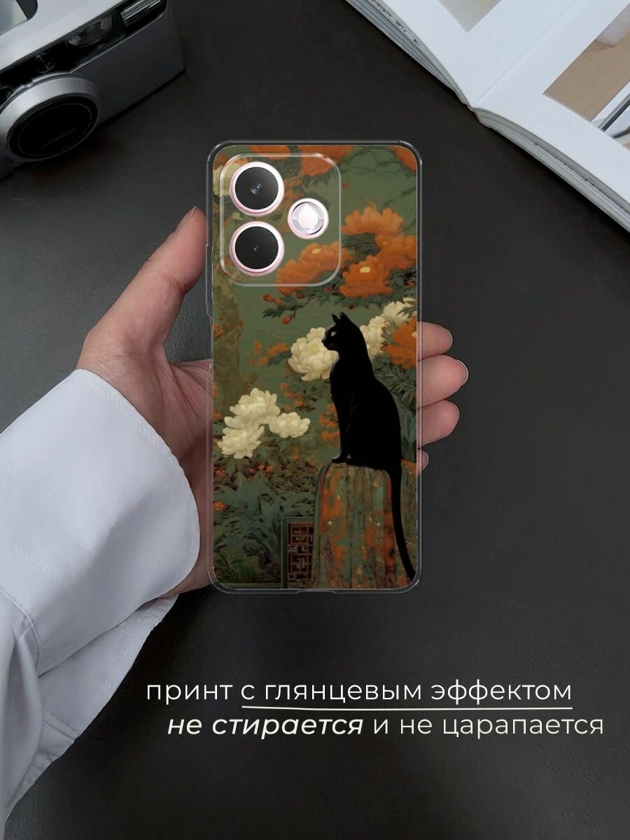 Силиконовый чехол на Oppo A5 Pro / Оппо А5 Про с принтом Black cat — фото 1