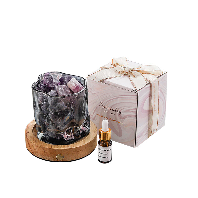 Соляная лампа SIQISI Rechargeable Model с диффузором ароматических масел, purple fluorite - lavender
