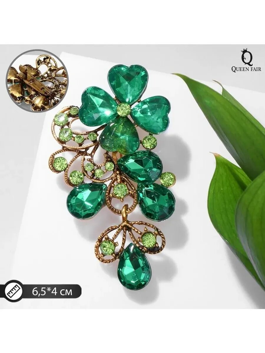 Брошь, стразы, искусственный камень