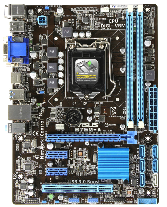 Материнская плата ASUS B75M-A LGA 1155, двухканальный режим, поддержка UEFI
