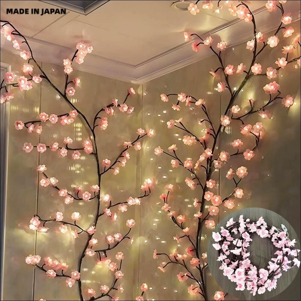 Светодиодные гирлянды в виде веток вишни, рождественские украшения для комнат, USB + пульт дистанционного управления, длина 160 см, 48 лампочек