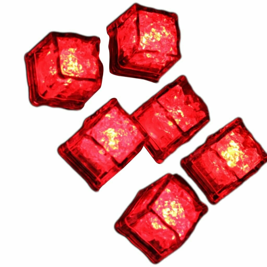 Набор из 12 водонепроницаемых светодиодных аксессуаров для напитков, украшений для вина, активируемых водой, уникальных светящихся форм для льда, барных принадлежностей, красный