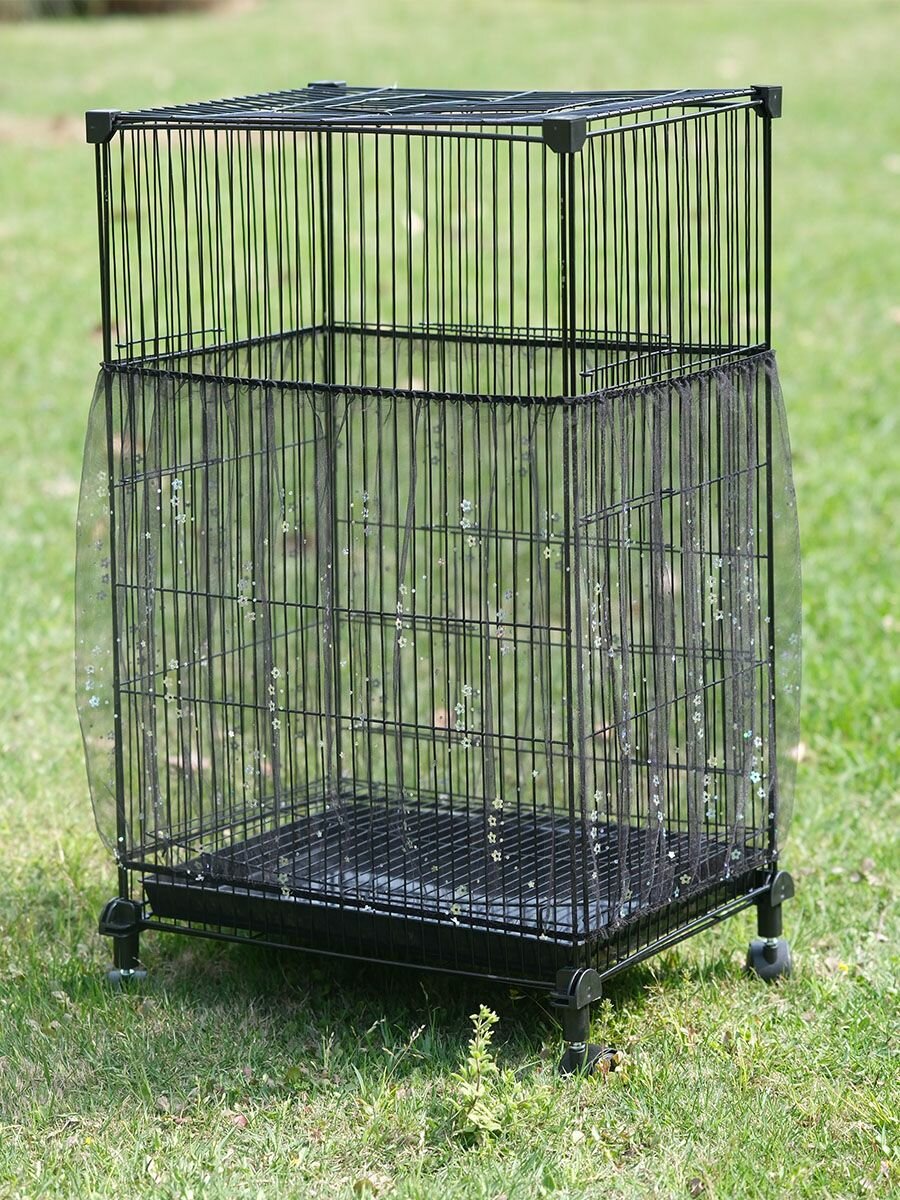 Сетка для клетки для попугаев , Цветочные блестки Универсальная дышащая, чехол на клетку от шелухи и перьев, 37X220CM