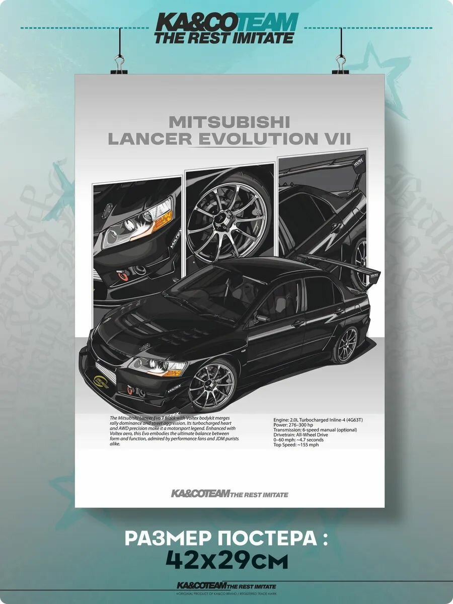 Плакат на стену постер интерьерный Mitsubishi Lancer EVO XII