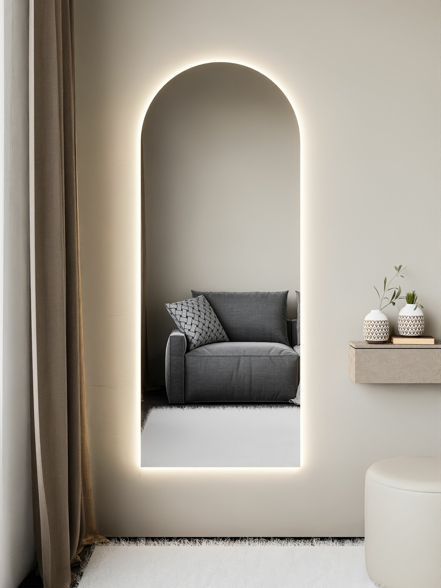 Зеркало настенное 170х60 см. BLX MIRROR М5 фигурное с подсветкой нейтральный свет 4500К