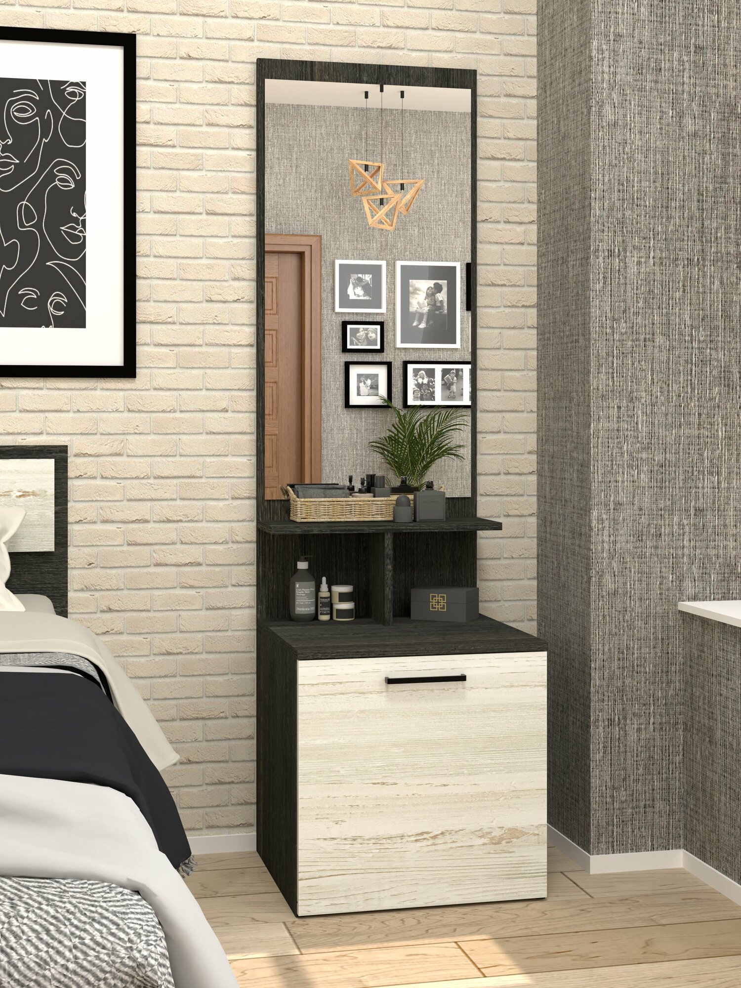 Есэндвич Депо 6 Прихожая с зеркалом и ящиком 49х170х48 см (Дуб интра/Сосна винтерберг)