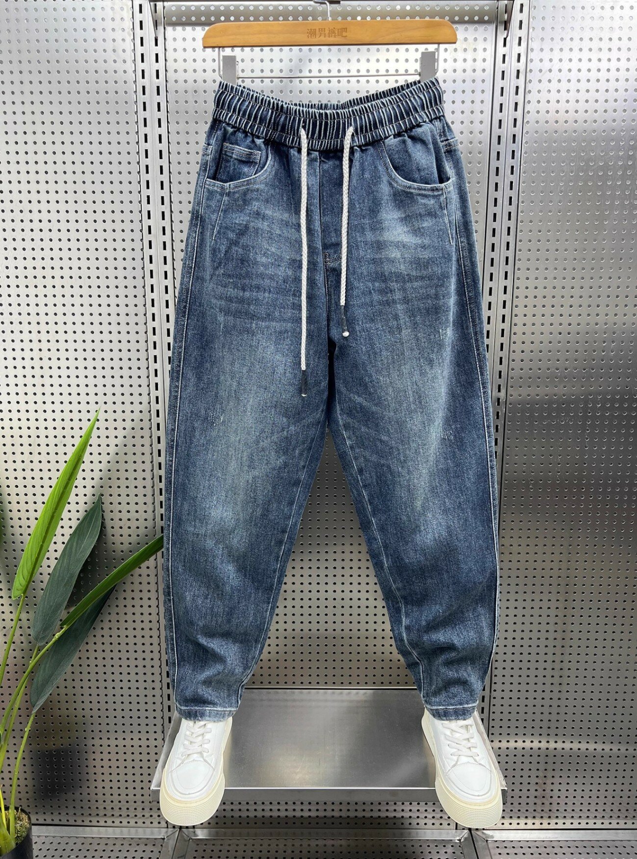 Тренд RONG CH Мужские Джинсы Слим Осень Корейский Вышивка Кроп Деним, Размер_XL