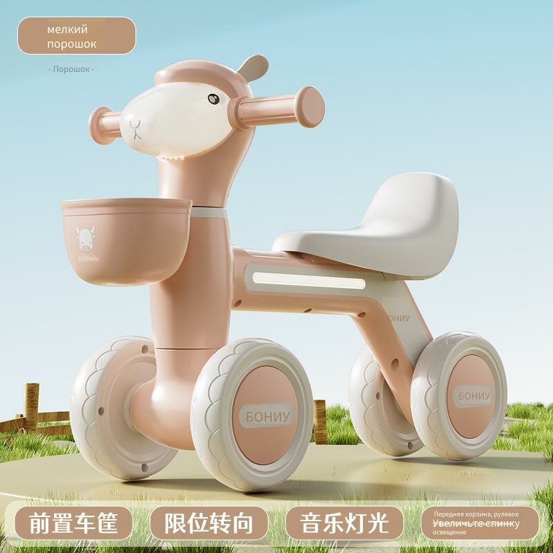 Alpaca детский скутер самокат четыре колеса баланса автомобиль с корзиной музыка свет baby yo walker 1-3 лет baby walker