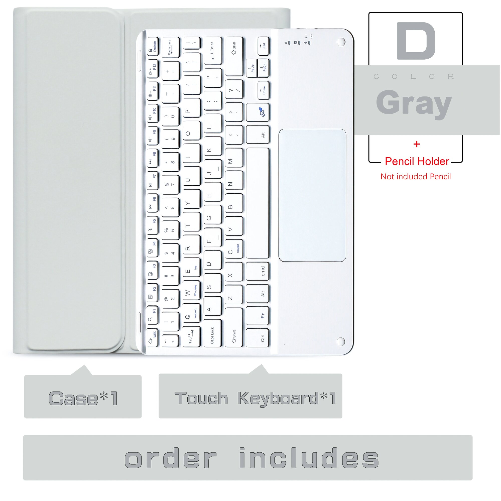 Клавиатура-мышь Magic для iPad Pro 13 11, чехол SZEGYCHX Air11 M4 M3 M2-Air45, D Gray no mouse