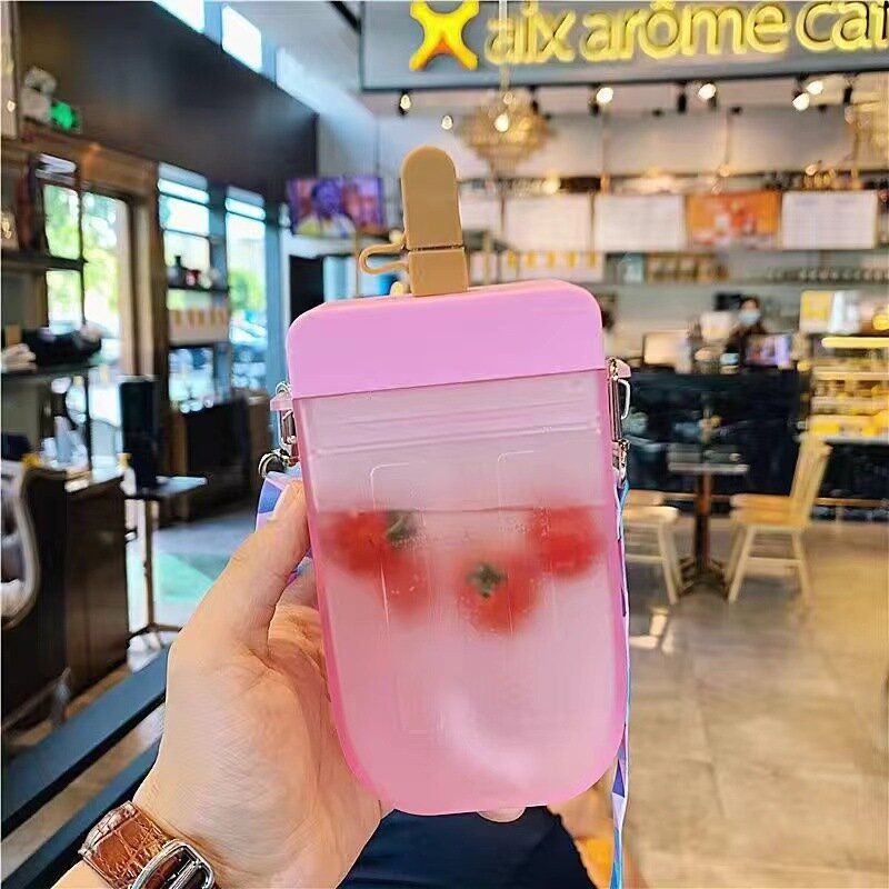 Стильная креативная соломка пластиковая чашка термостойкая 3D эскимо предотвращает падение Вишневая пыльца_300m, l