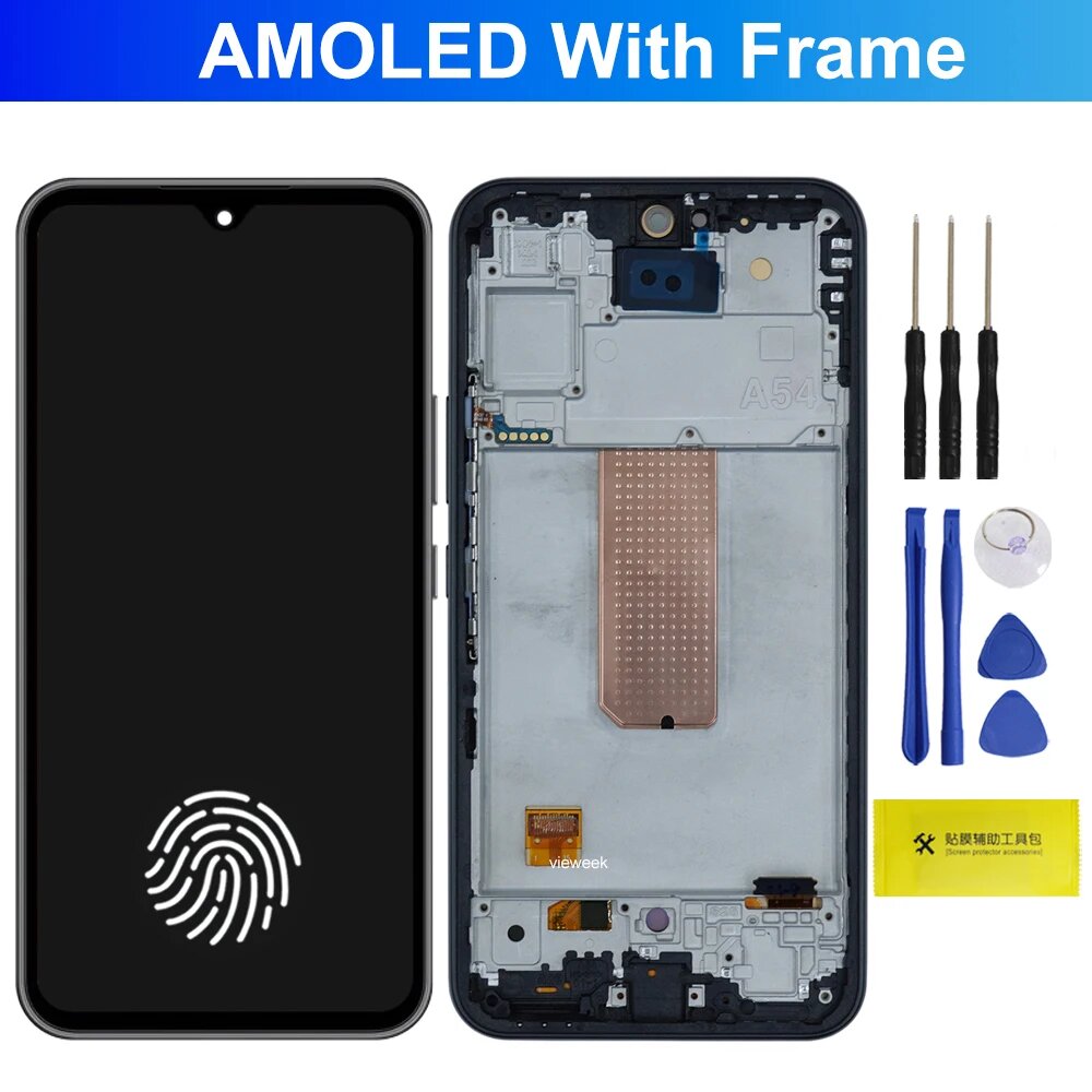 Супер AMOLED A54 A546B A546B/DS Экран для Samsung Galaxy A54 5G ЖК-дисплей с цифровым преобразователем сенсорного экрана и заменой рамки