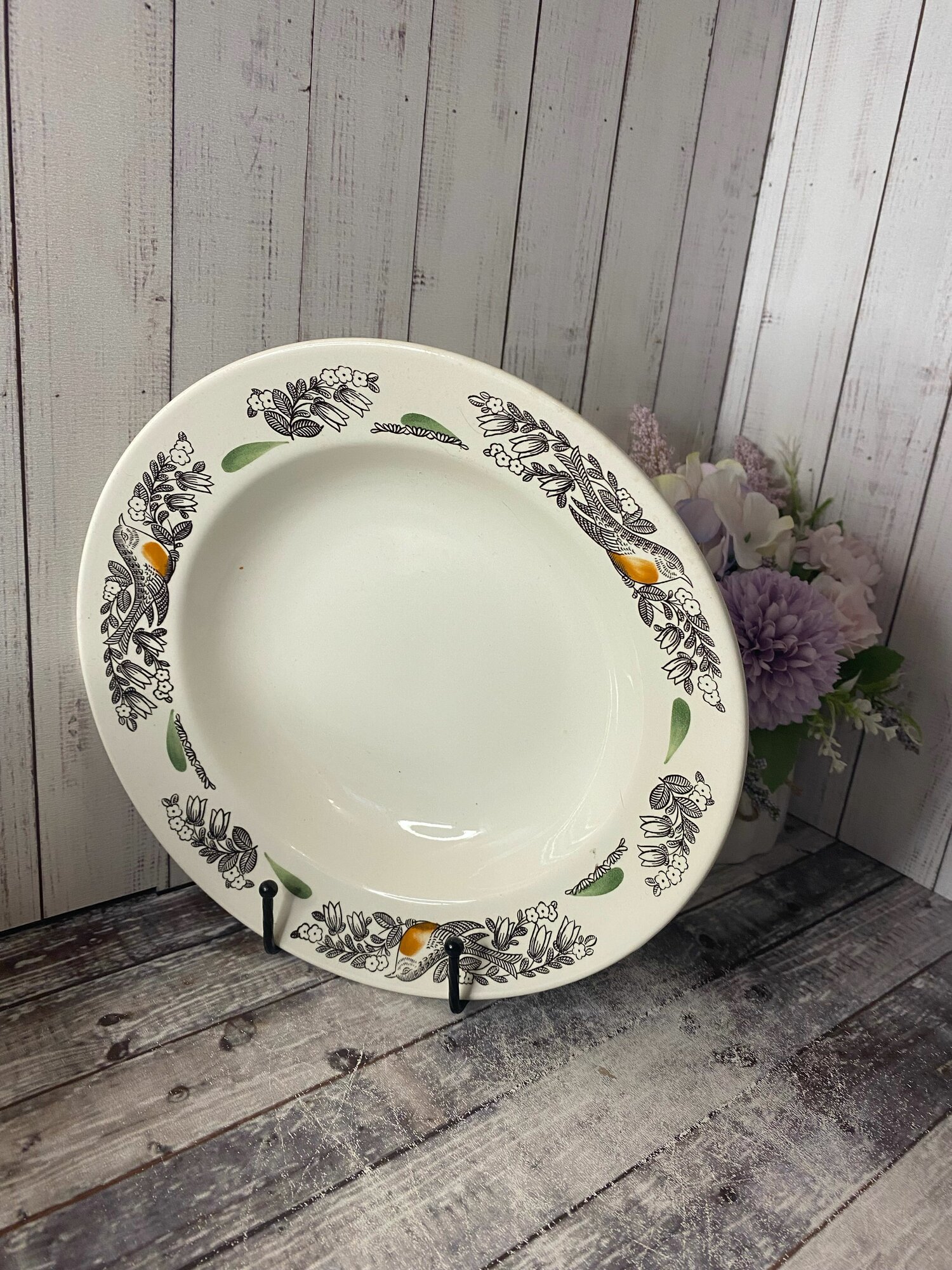 Тарелка глубокая СССР Птицы, ЗиК, 23 см, фарфор