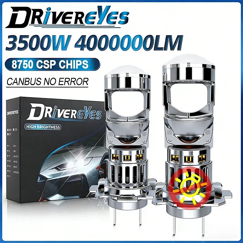 Светодиодные линзы-проекторы для фар 4000000LM Mini H7 H4 H11 с Canbus, ближним/дальним светом, авто-турбовентилятором, H8 H9 9005 9006 9012, светодиодные лампы для фар H4/9003/HB2 Hi/Lo