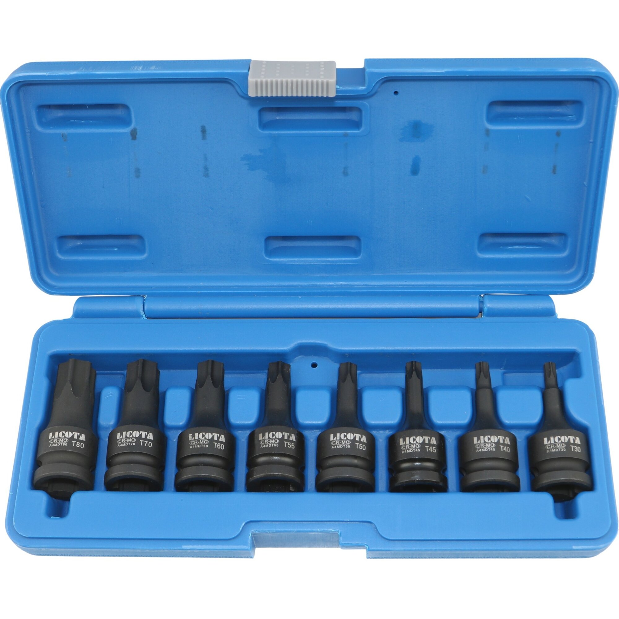 Licota ASA-40002S Набор TORX ударных в кейсе 1/2" T30, T40, T45, T50, T55, T60, T70, T80 мм 8 пр, длина 60 мм
