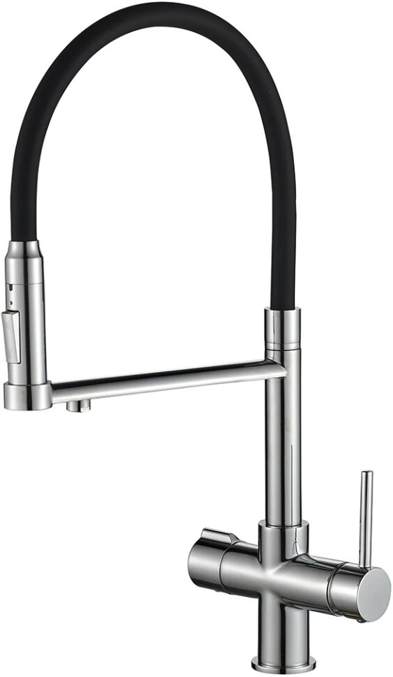 Смеситель для кухни Zorg SH 2003 CR с подключением к фильтру, гибким изливом, хром