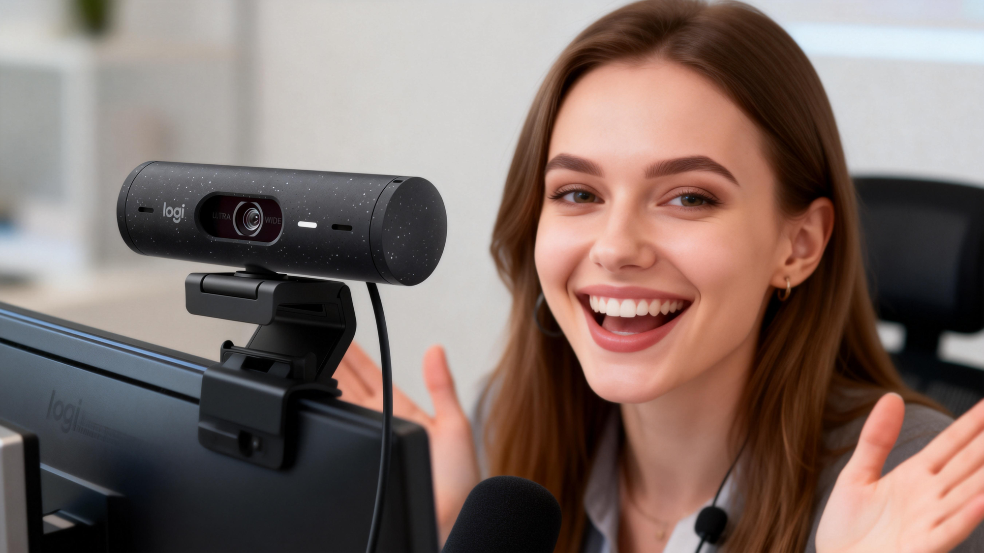 Веб-камера Logitech BRIO 500 HD Webcam - ROSE - USB, 960-001421, чёрный