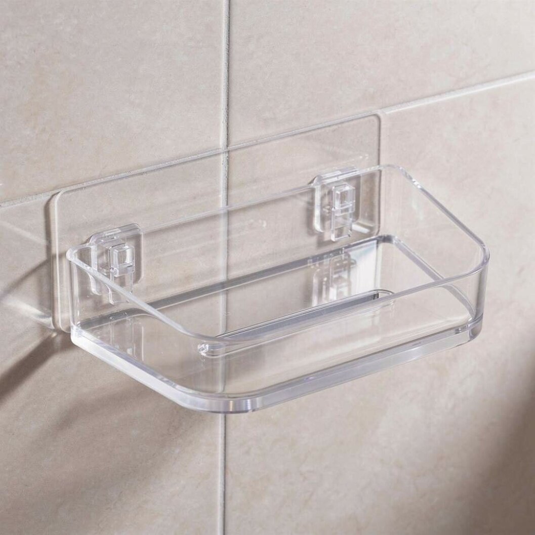 Мыльница подвесная "Crystal" на самоклеящейся основе, прозрачная, пластик