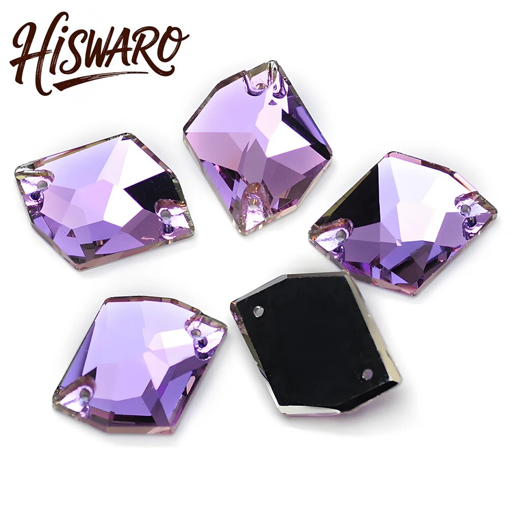 HISWARO Космические блестящие стеклянные камни для шитья 11x14mm (14Pcs), Vitrail Light