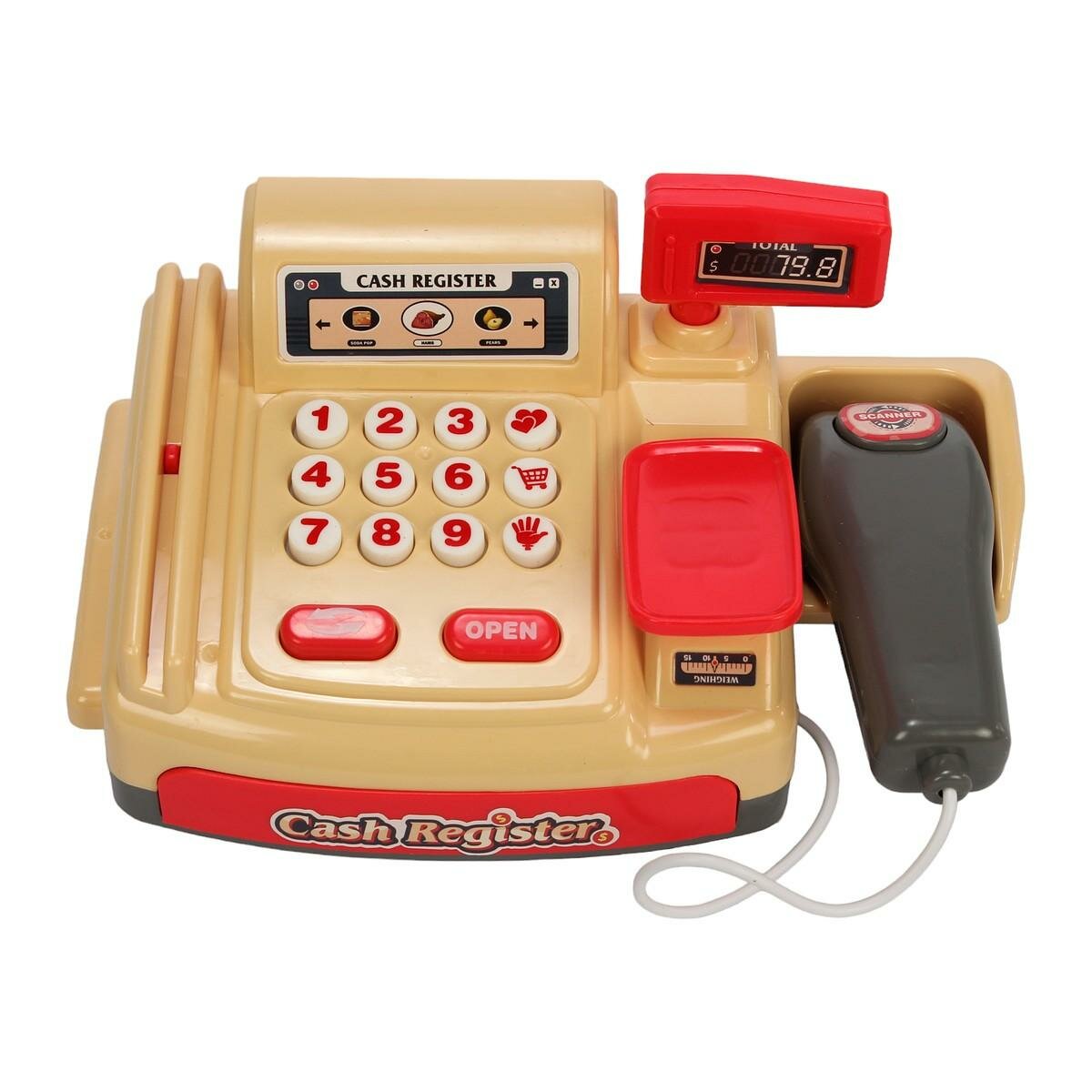 Касса с аксессуарами для игр в магазин, пластиковая, с дисплеем и ящиком