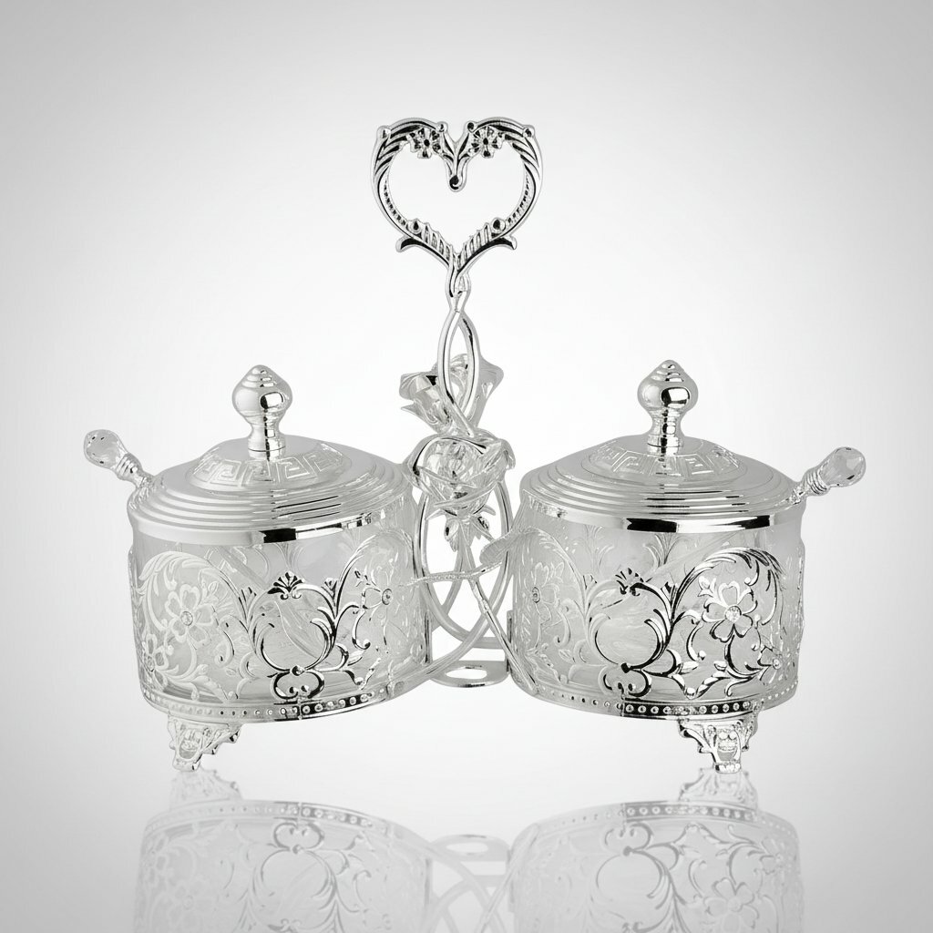 Сахарница двойная Розы посеребр. A2068246 Crystal Temptations, Металл, кристалл