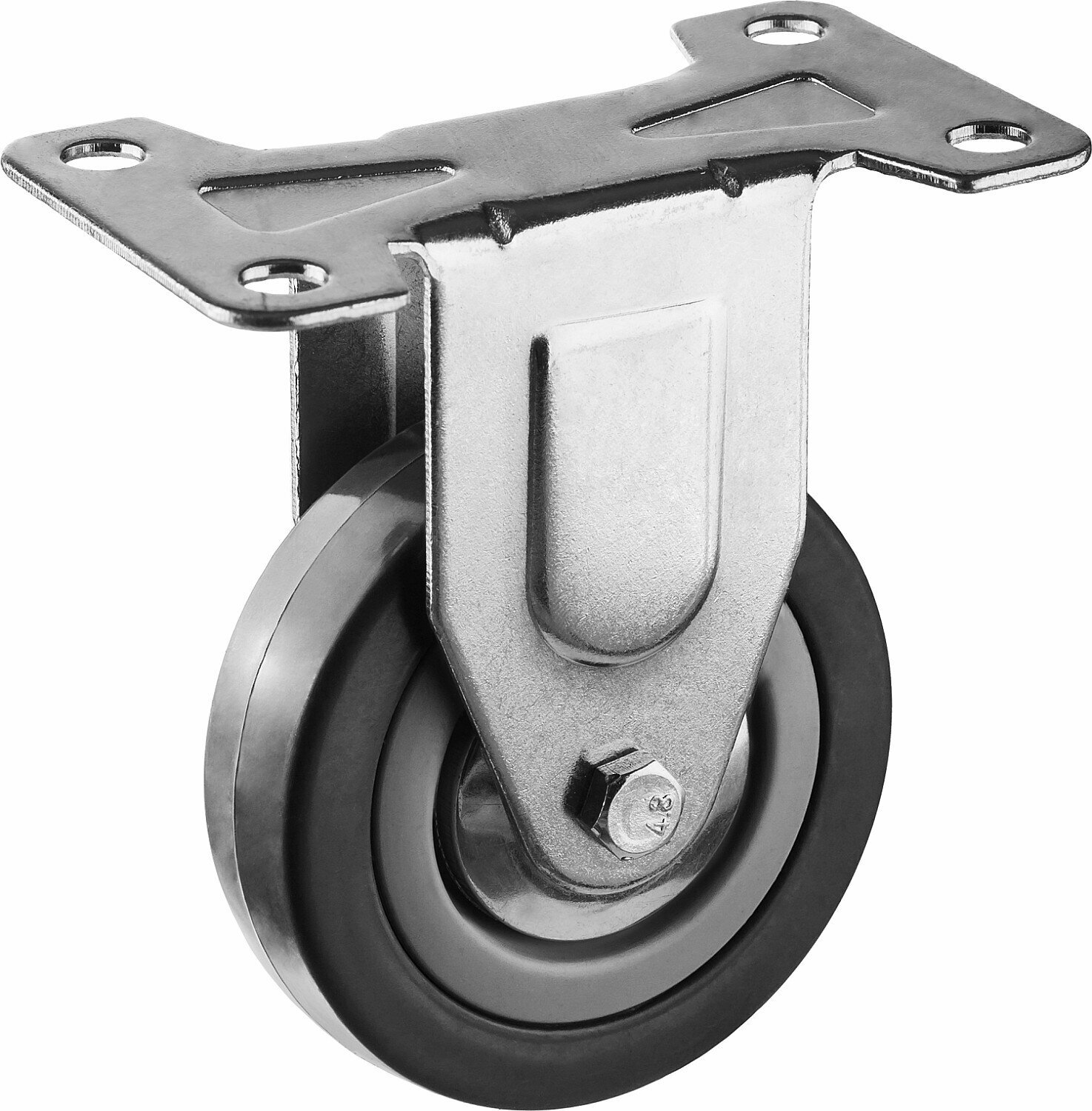 Колесо неповоротное ЗУБР диаметр 75 мм, грузоподъемность 50 кг, резина-полипропилен, неповоротное