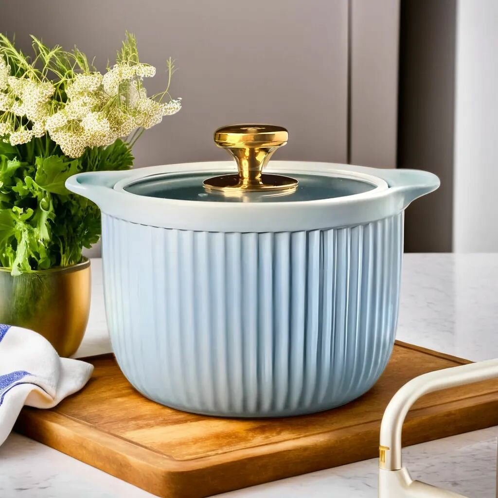 Кастрюля жаропрочная керамическая со стеклянной крышкой 5,5 л Lenardi