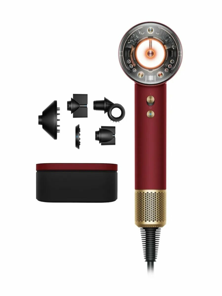 Фен Supersonic Dyson Nural HD16 Red Velvet/Gold (красный) с кейсом