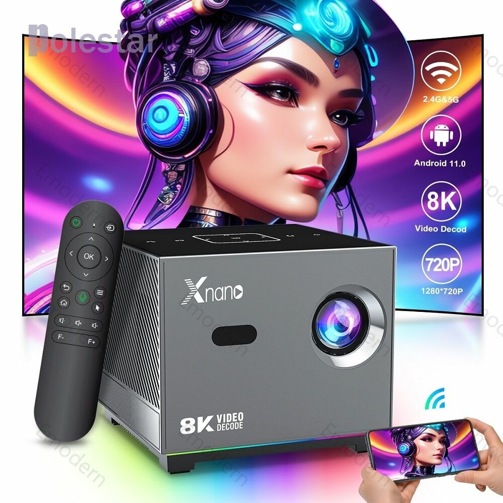 X3 Проектор 4K 300 ANSI Android 11 Домашний кинотеатр Открытый портативный Projetor Dual Wifi6 Allwinner H713 BT5.0 1080P 1280*720P