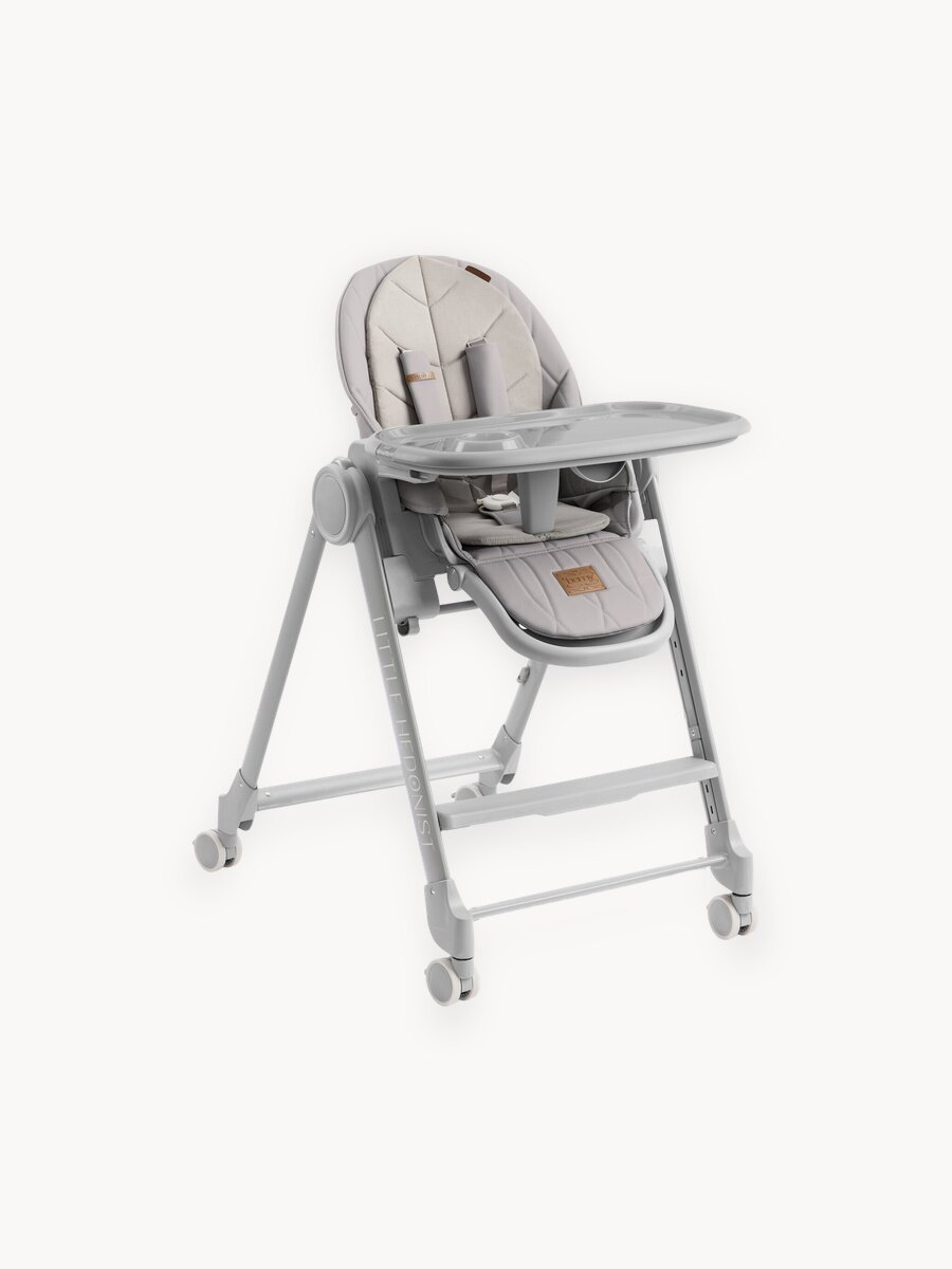 Стульчик для кормления Happy Baby Berny Lux до 25 кг, шезлонг, 4 повротных колеса, серый