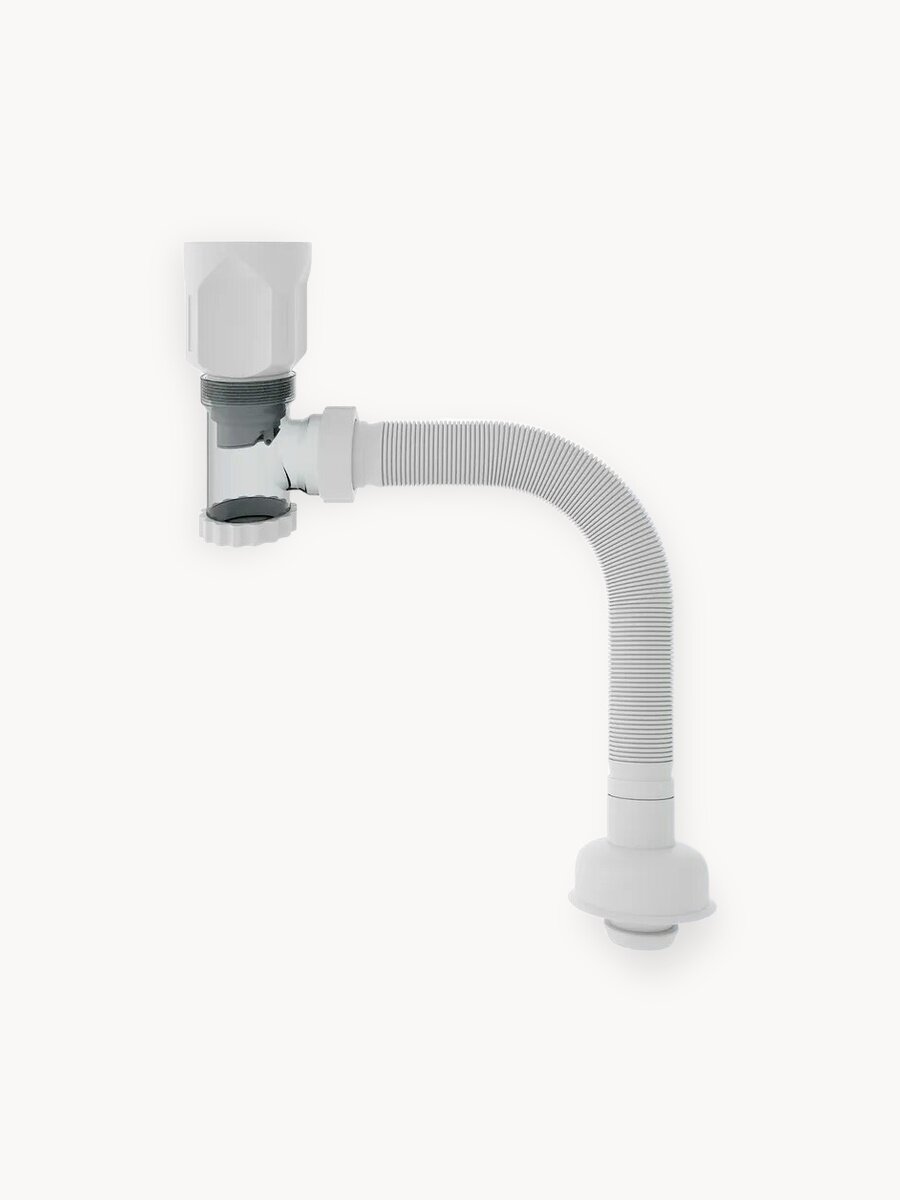 Сифон для раковины в ванную с переливом Teymi Nura белый матовый T140010