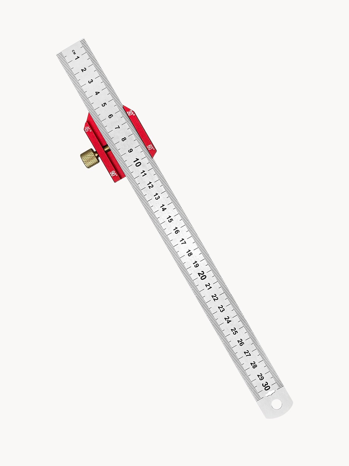 Универсальная строительная линейка 300x25 мм с гравировкой и алюминиевым упором на 30°, 45°, 60°, 90 градусов