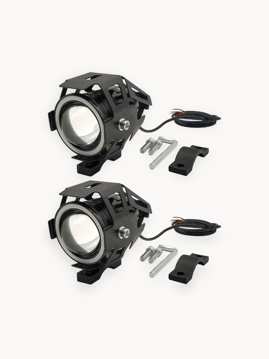 Светодиодные фары (дополнительный свет, ходовые огни) на мотоцикл , снегоход, квадроцикл, комплект 2 шт.