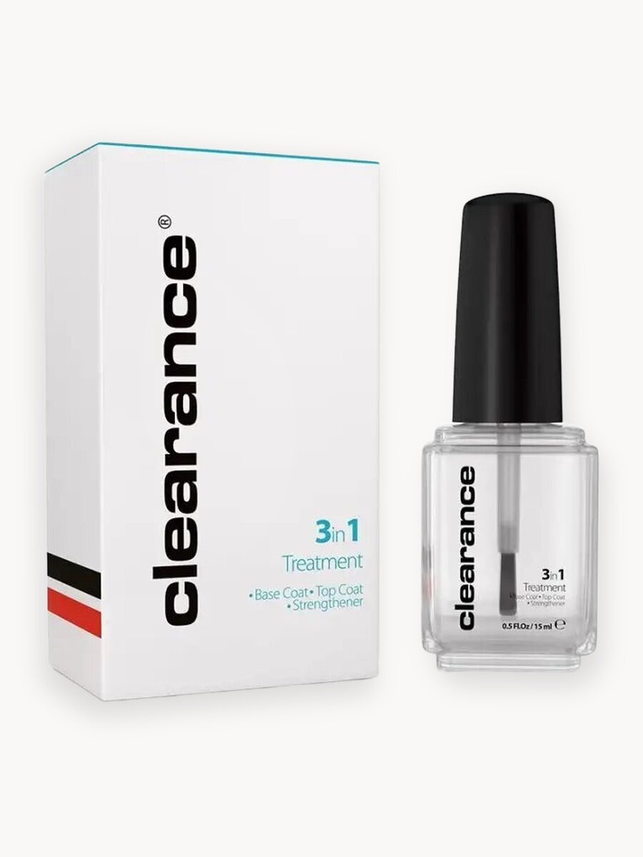 Лак для ногтей укрепляющий 3в1 Clearance TAKE A BREAK, прозрачный, быстросохнущий, 15 мл