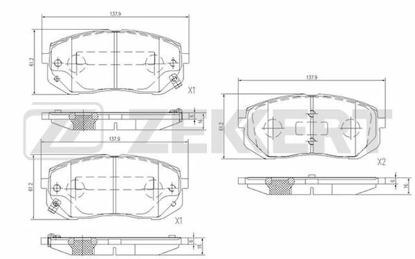 Колодки тормозные Hyundai IX35 10-, I40 10-; Kia Sportage III (SL) 10- передние Zekkert