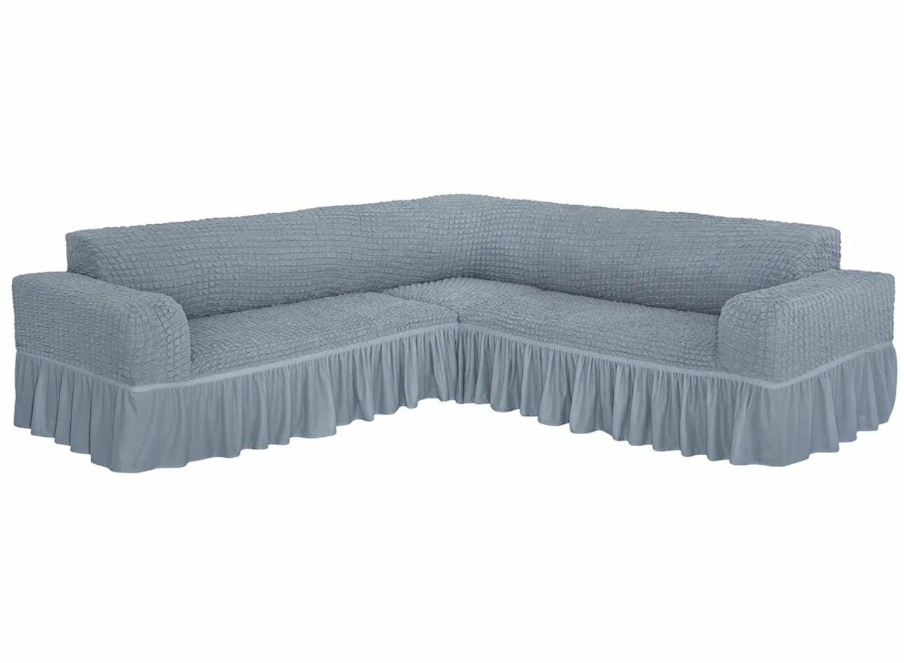 Универсальный чехол на угловой диван с юбкой