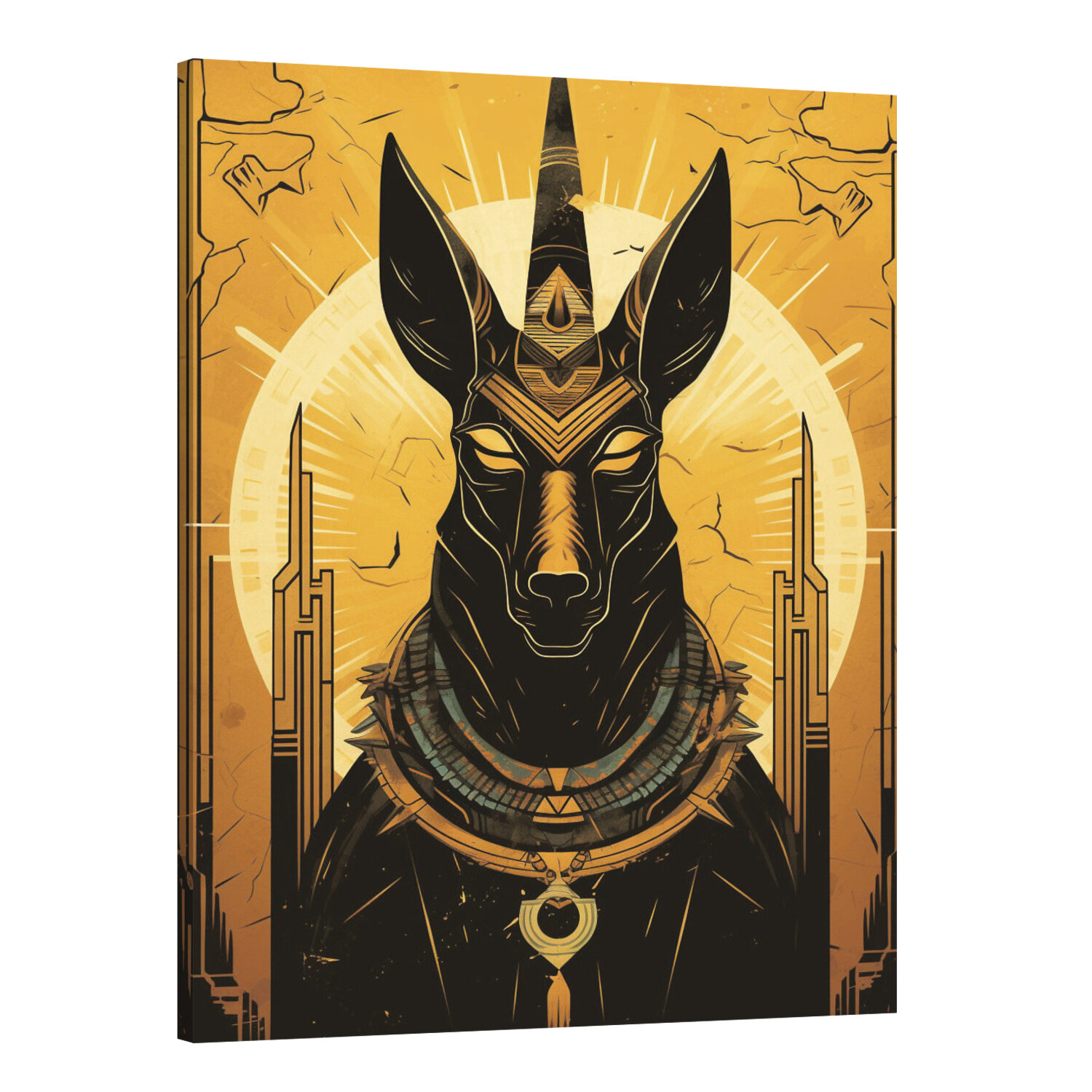 Интерьерная картина 50х70 "Анубис: страж между мирами жизни и загробной жизни"