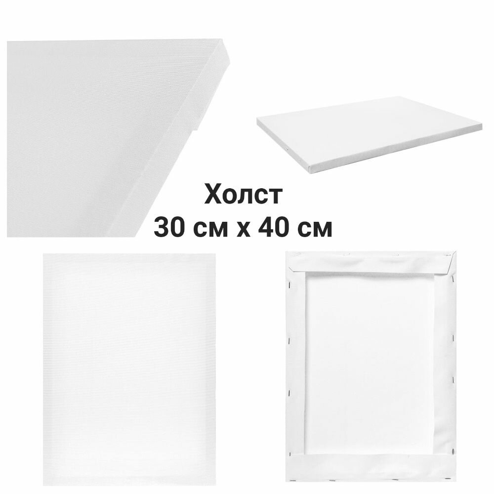 Холст грунтованный 30см х 40см с подрамником дерево