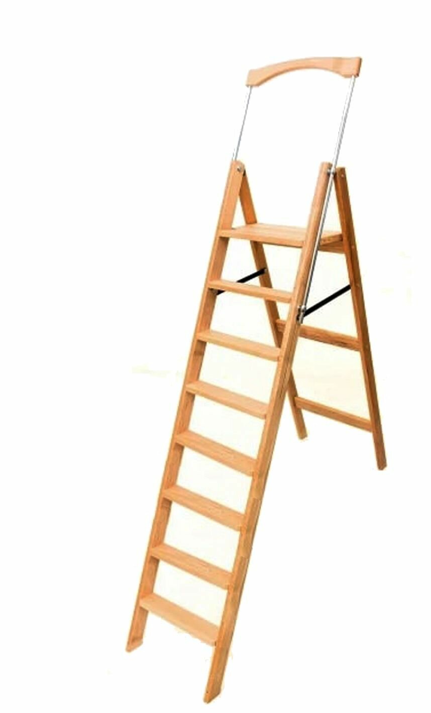 Стремянка деревянная орлан для дома, восемь ступеней, натуральный бук