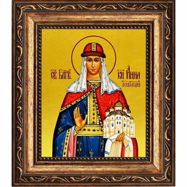 Анна Всеволодовна, преподобная княжна. Икона на холсте. (10 х 12 см / В раме)
