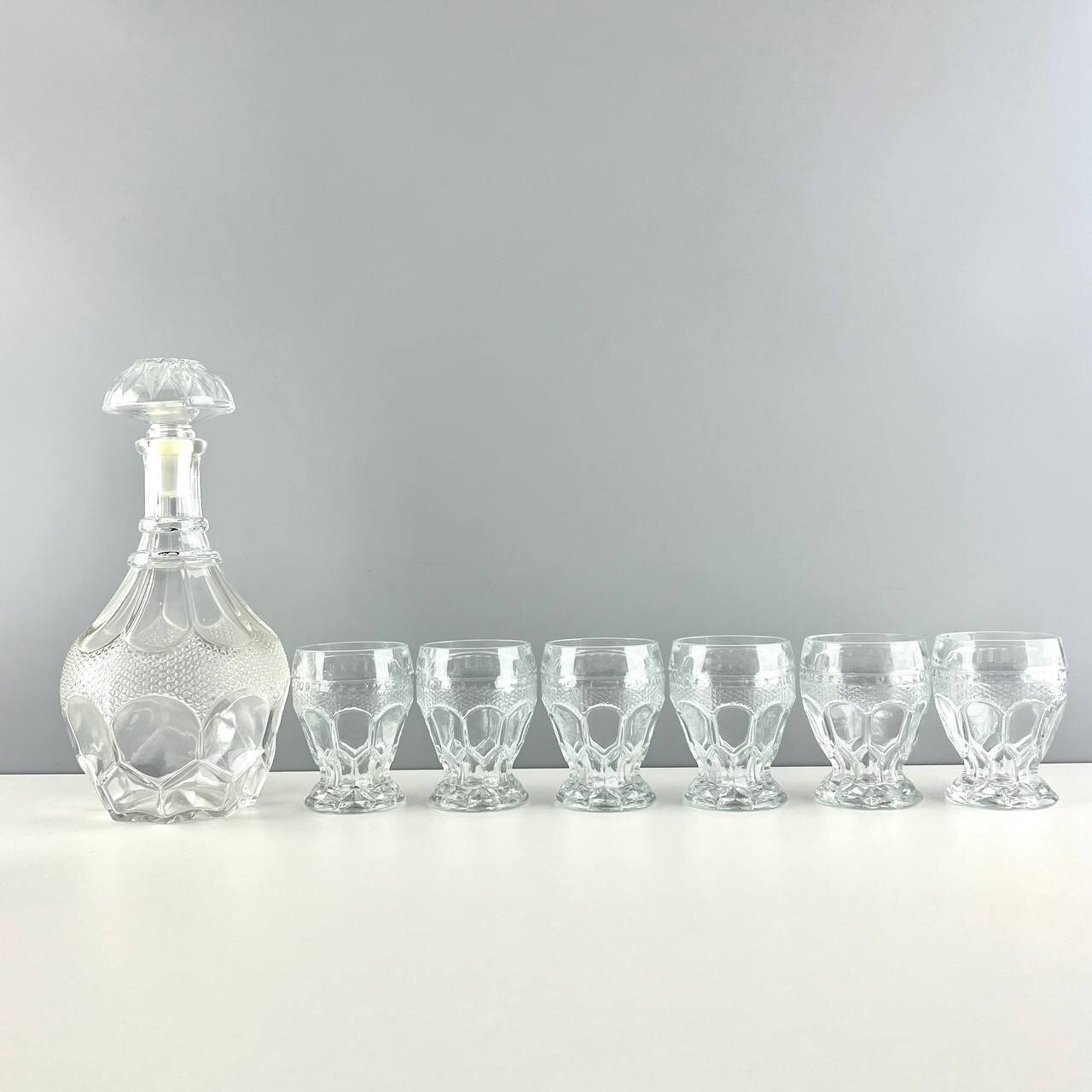 Винтажный питейный набор "Сказочная страна". Стекло. СССР, 1980-е.