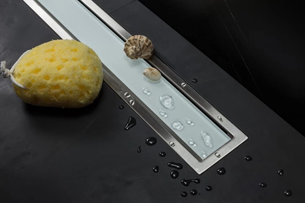 Душевой трап (лоток) Pestan Confluo Premium White Glass Line 13000284 75 см, с решеткой, щелевой, матовый хром/белый глянец