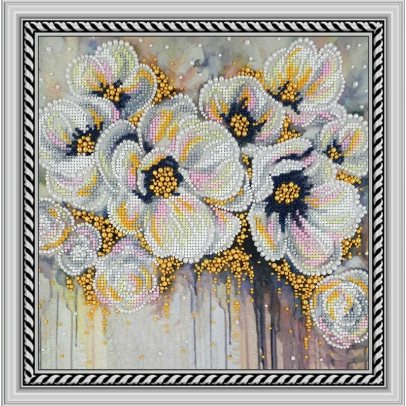 Набор для вышивания Larkes #Н3545 Волшебные цветы, Вышивка бисером, 26 х 26 см
