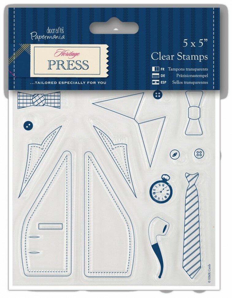Docrafts PMA907208 Набор штампов прозрачных "Элегантный мужчина" Heritage Press, 12.7 х 12.7 см