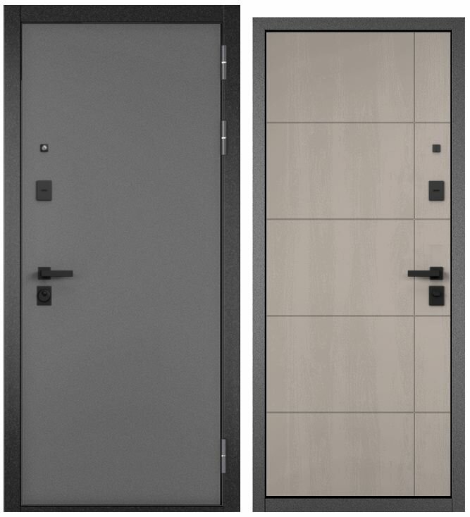 Дверь входная сити прайм 193 Антрацит букле-Дуб шале белый 960 левая