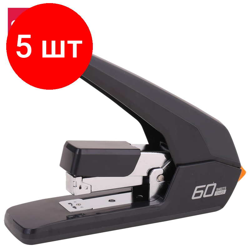 Комплект 5 штук, Степлер Deli E0465BLACK Expert 24/6 26/6 23/6 23/8 23/10(60л)сниж усил черн
